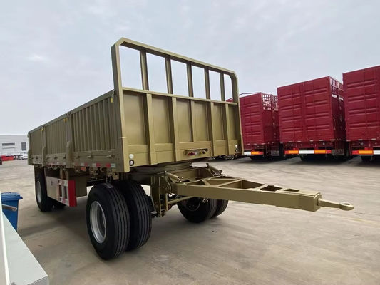 Farm 2-Axles Flat Platform flatbed side wall Drawbar Full Trailer With ...